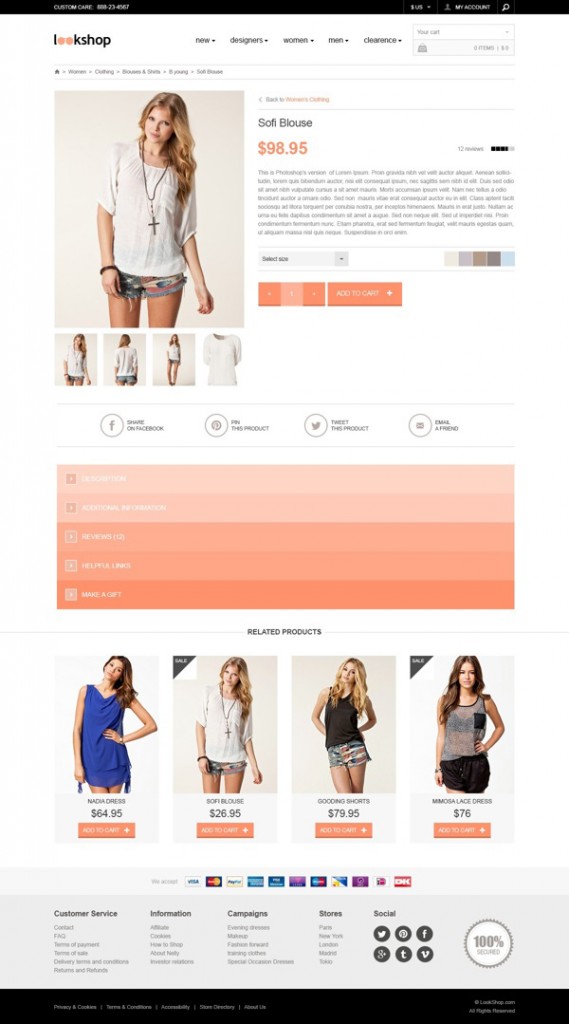 Free Download : LookShop – Free Responsive PSD Template | Pixelbell